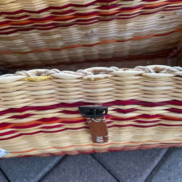 Blue Canoe | Bags | Nwt Large Rectangular Wicker Bag Two Leather Straps ...